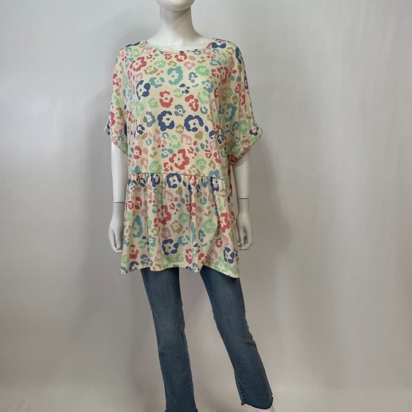 entro | Tops | Entro Floral Tan Multicolor Print Patterns Tunic Top ...